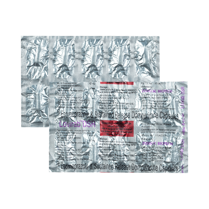 Lovirab DSR 30mg/40mg Capsule buy now @ ₹136 per 10 Strip | Online ...