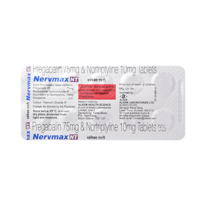 Nervmax NT 75mg/10mg Tablet buy now @ ₹20.24 Tablet | Online Rengas ...